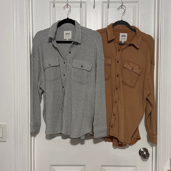 aerie | Tops | 2 Aerie Waffle Knit Shacket | Poshmark